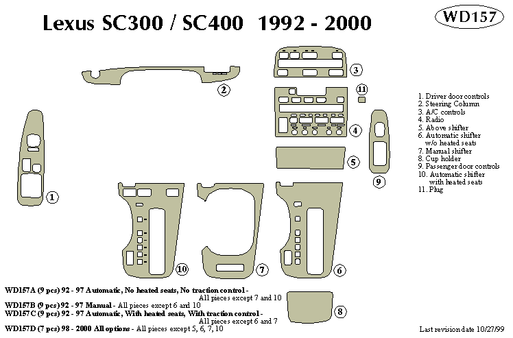 DASH KITS FOR LEXUS SC300 / SC400 by B&I
