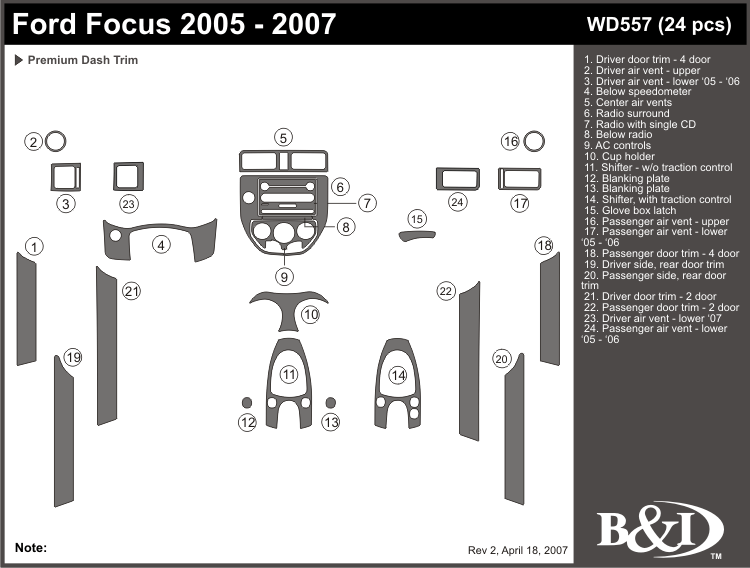 DASH KITS FOR FORD FOCUS by B&I